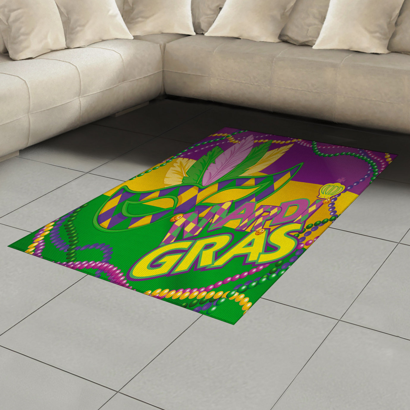 East Urban Home Mardi Gras High Density Long Fiber Poly Threads ...