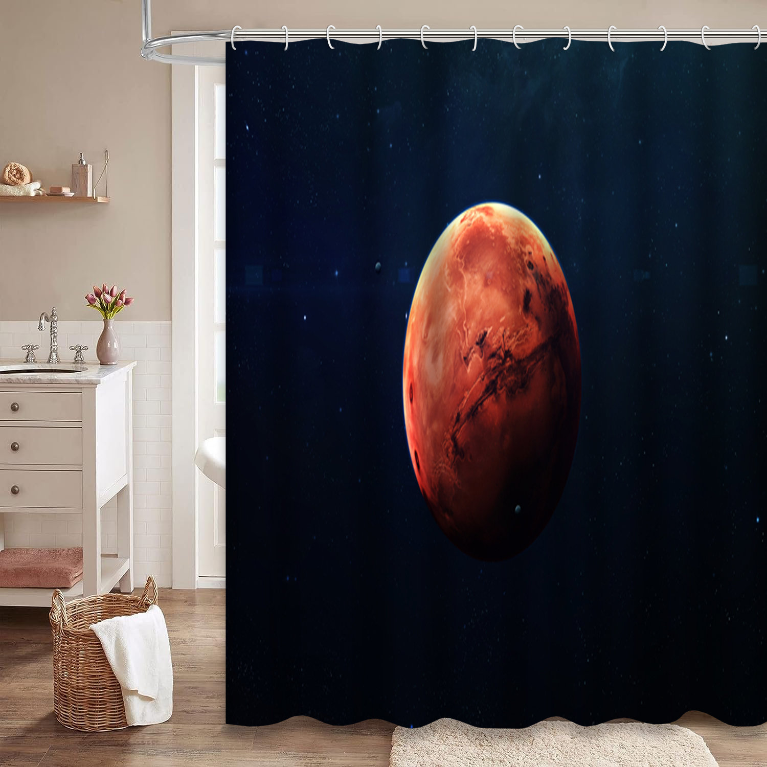 East Urban Home Earth Moon Sky Waterproof Shower Curtain,High Beautiful ...
