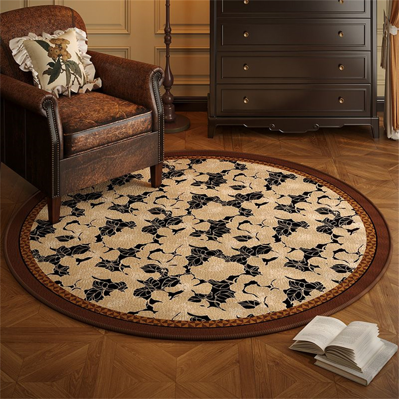 Lark Manor™ Vintage French-Inspired Round Rug For Living Room, Coffee ...