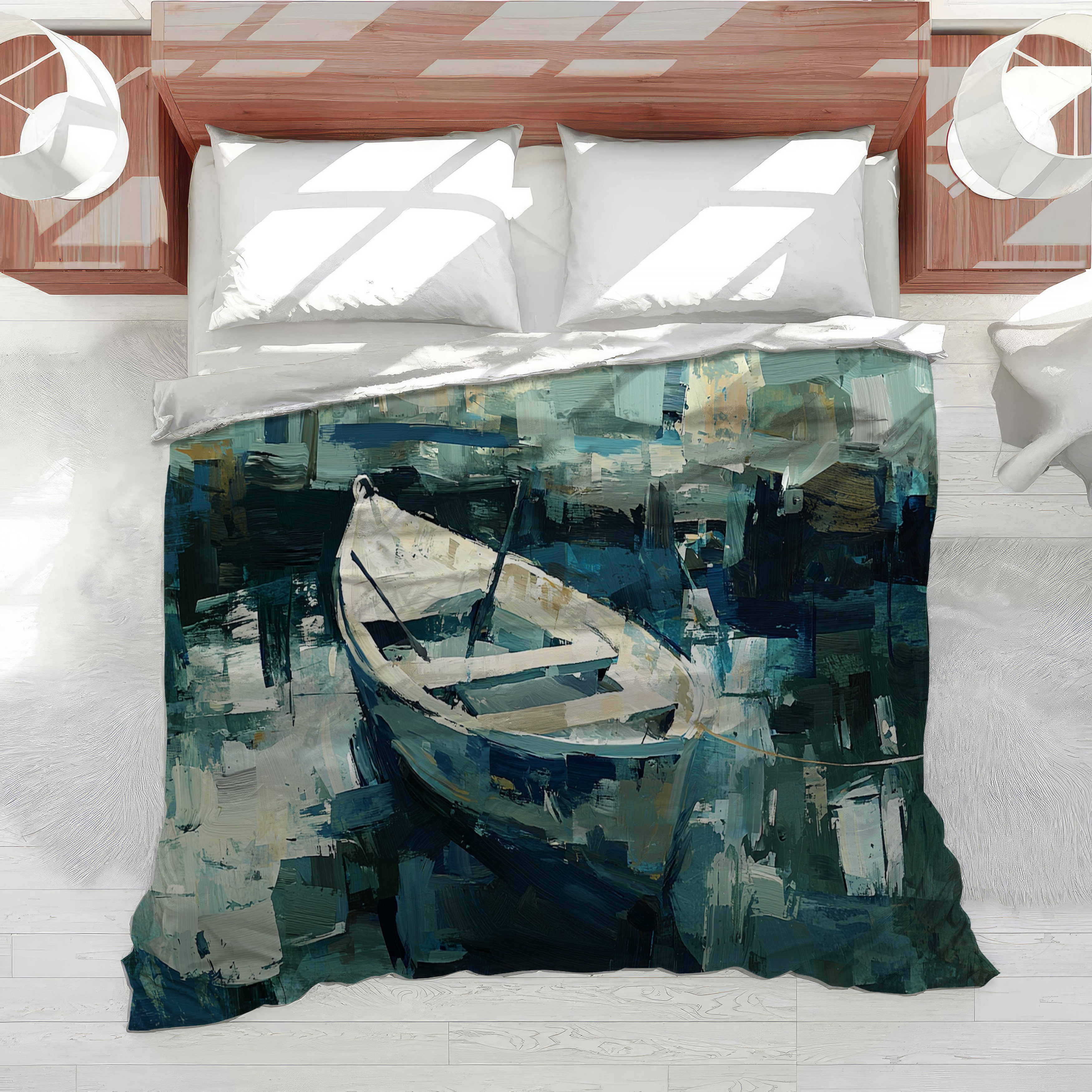 VisionDecor Rowboat Bedding Seascape Comforter Coastal Beach | Wayfair