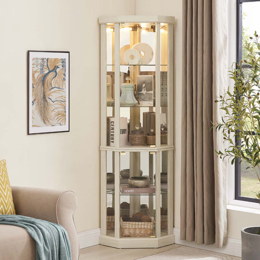 Ebern Designs Vitrine d'angle vitrée d'angle pour vitrine de coin ...
