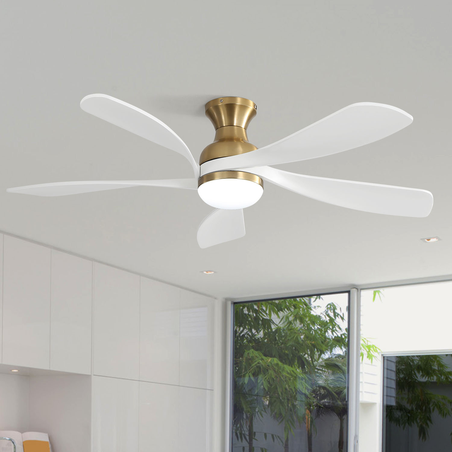 Sofucor Whisper 52" 5-Solid Blade Classic Ceiling Fan with LED Light ...