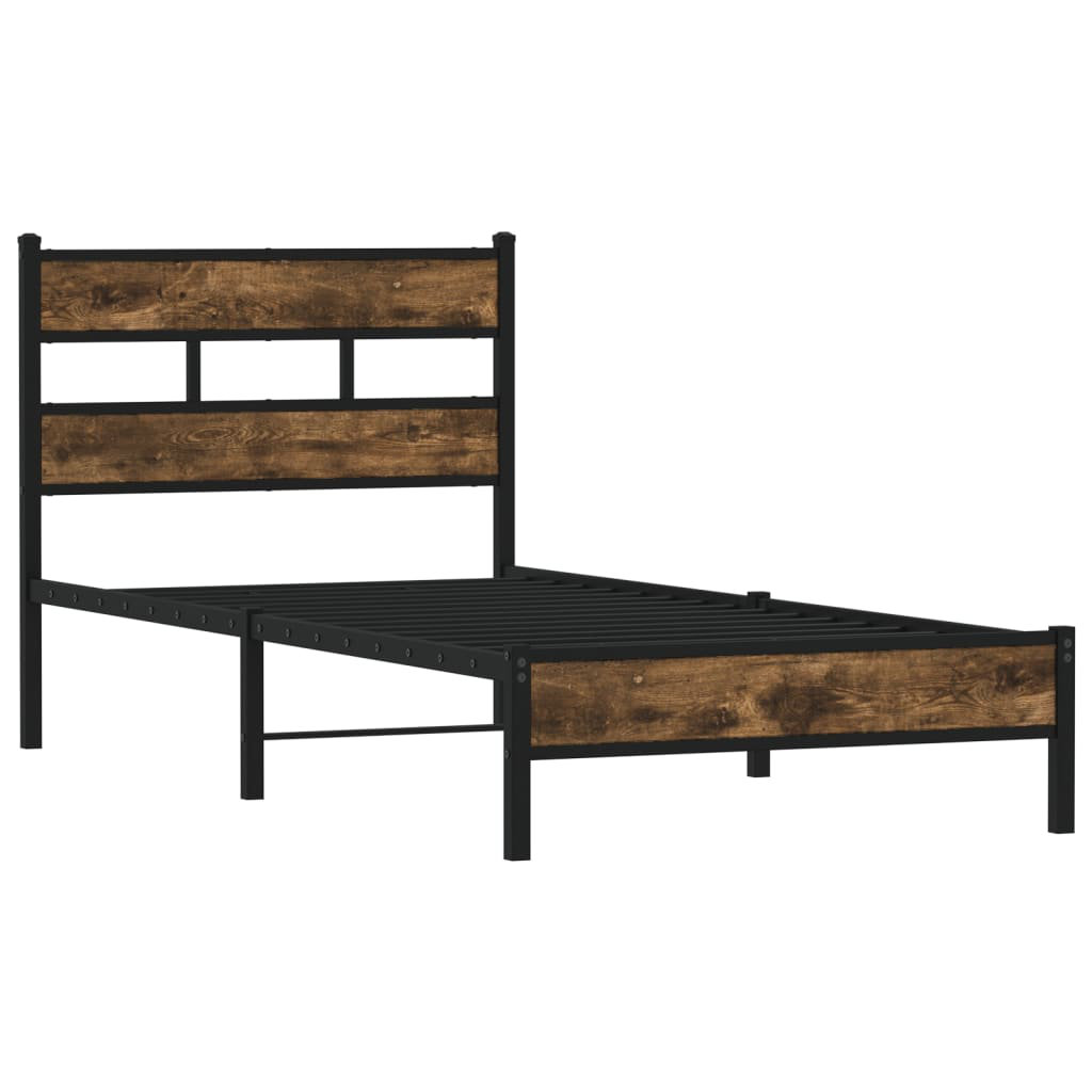 17 Stories Bed Frame Steel, Engineered Wood Small Single Bed Frame ...