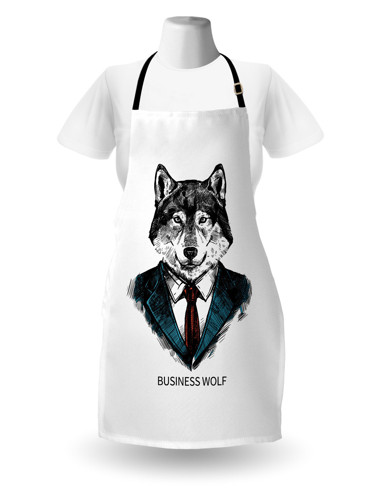 East Urban Home Wolf Apron Unisex, Business Animal in Suit, Adult Size ...