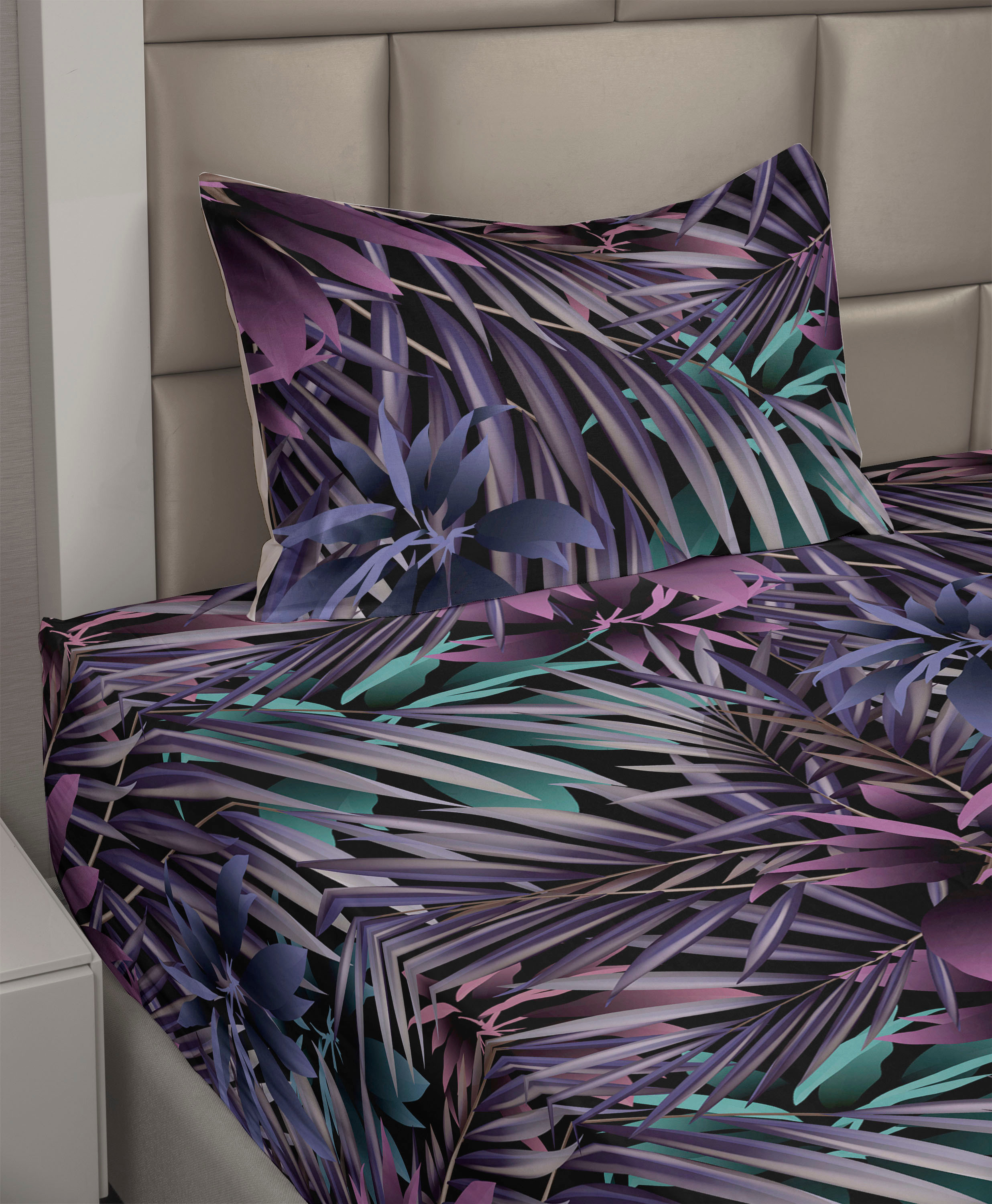 Ambesonne Floral Sheet Set Tropical Forest Leaves Retro Quartz ...