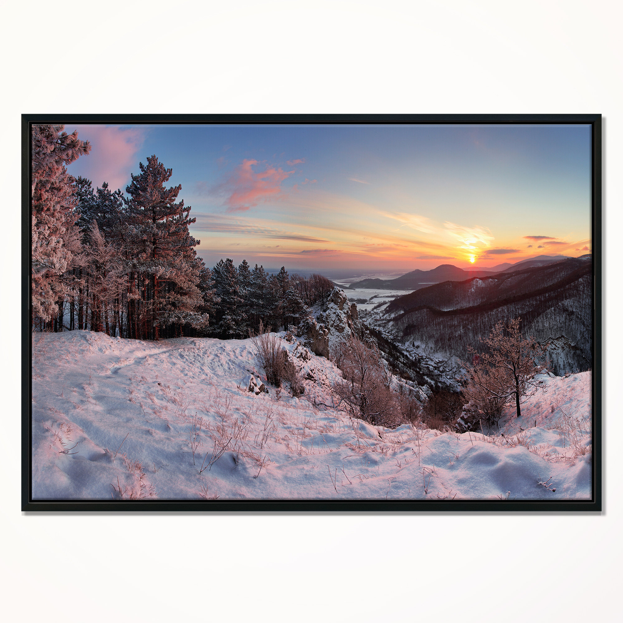 East Urban Home Slovakia Panorama at Winter - Floater Frame Photograph ...