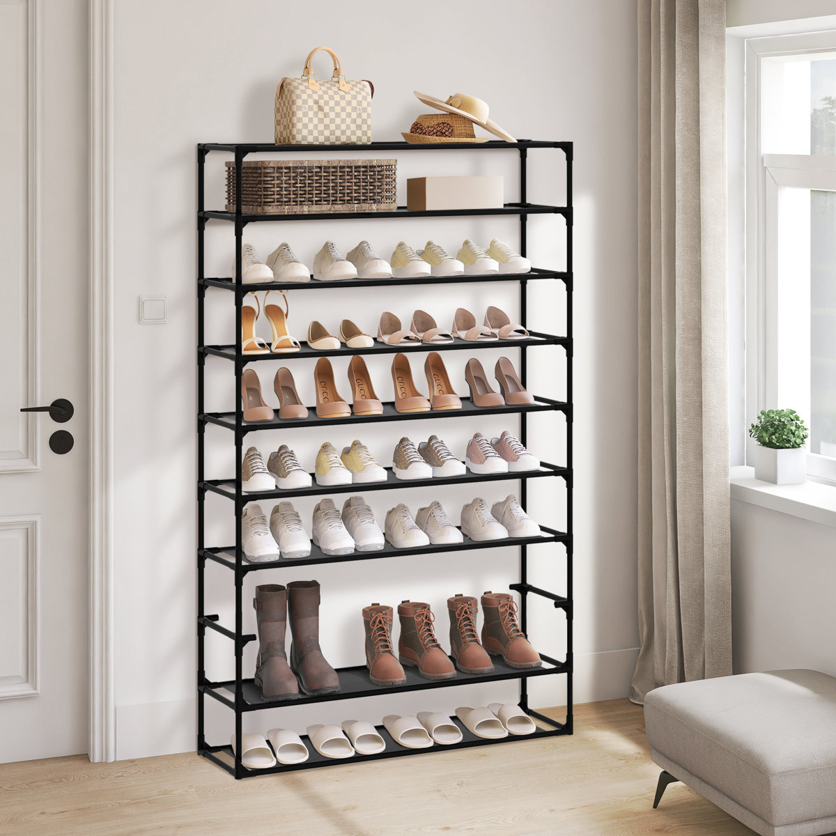 Rebrilliant 80-100 Pair Stackable Shoe Rack (Set of 2) | Wayfair