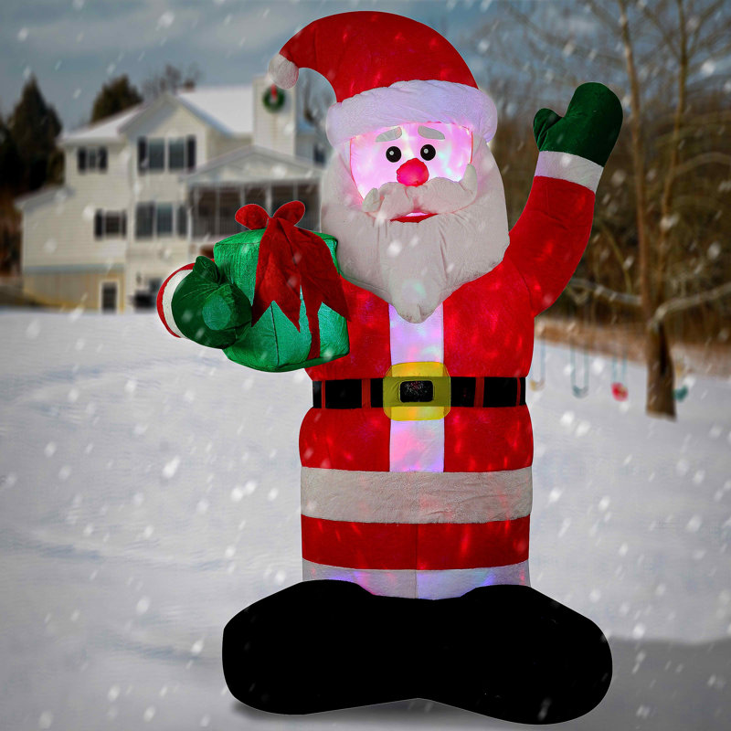 The Holiday Aisle® 8 ft. Inflatable Santa with Gift | Wayfair