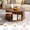 Ebern Designs 31.5" Modern Round Coffee Table With 360° Curved Sliding ...