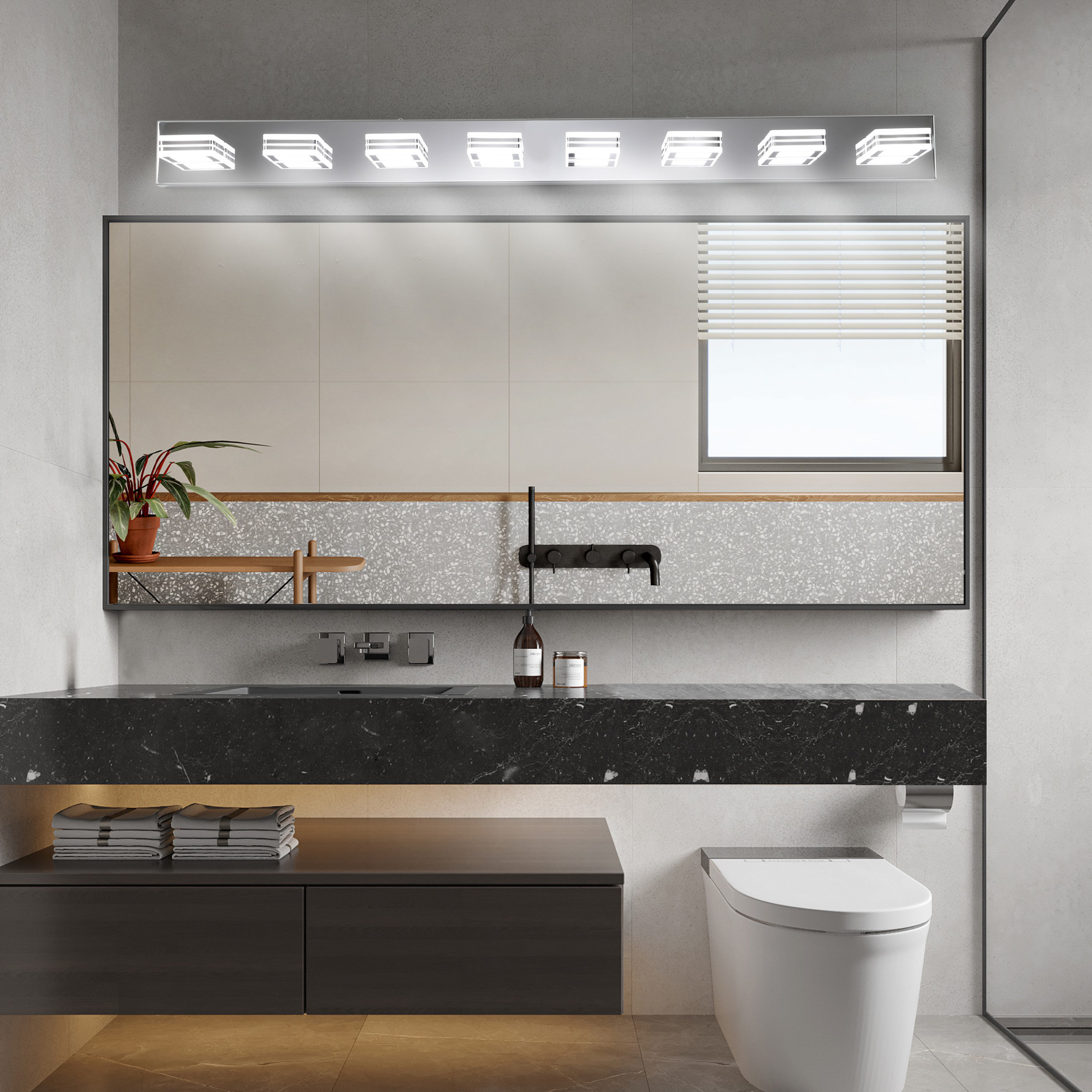 Latitude Run® 8-Light LED Vanity Light with Acrylic Shades | Wayfair