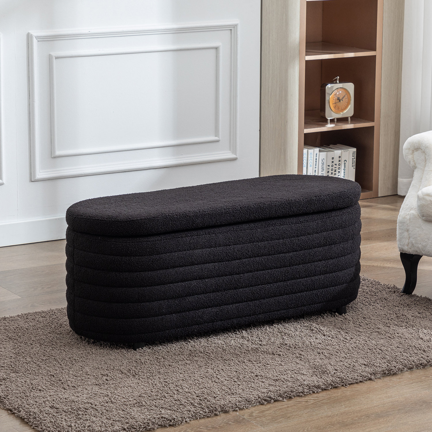 Latitude Run® Danelys Storage Ottoman Bench Upholstered Fabric Storage ...