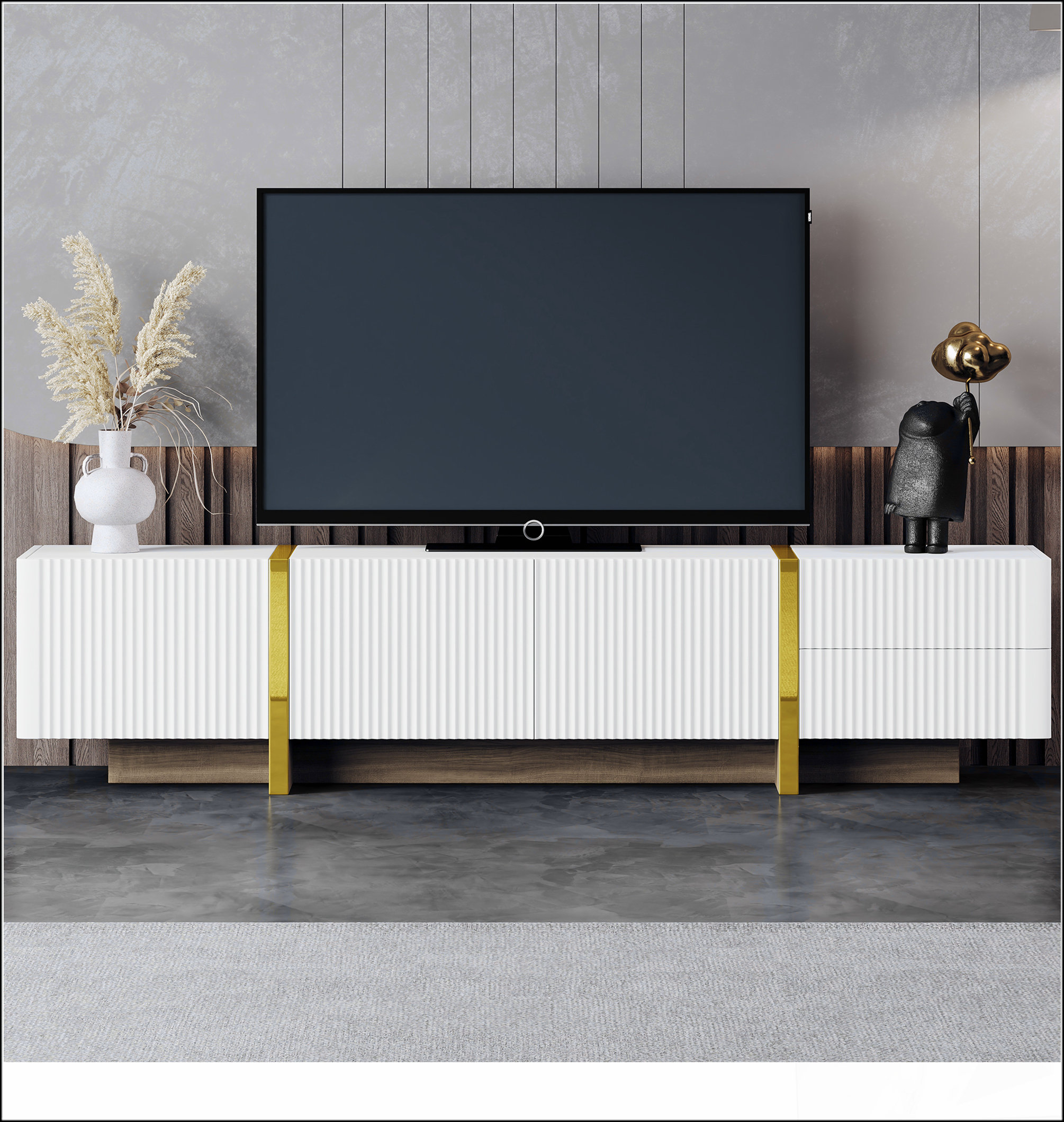 Mercer41 Luxury Fluted TV Stand for TVs Up to 80'', Modern ...