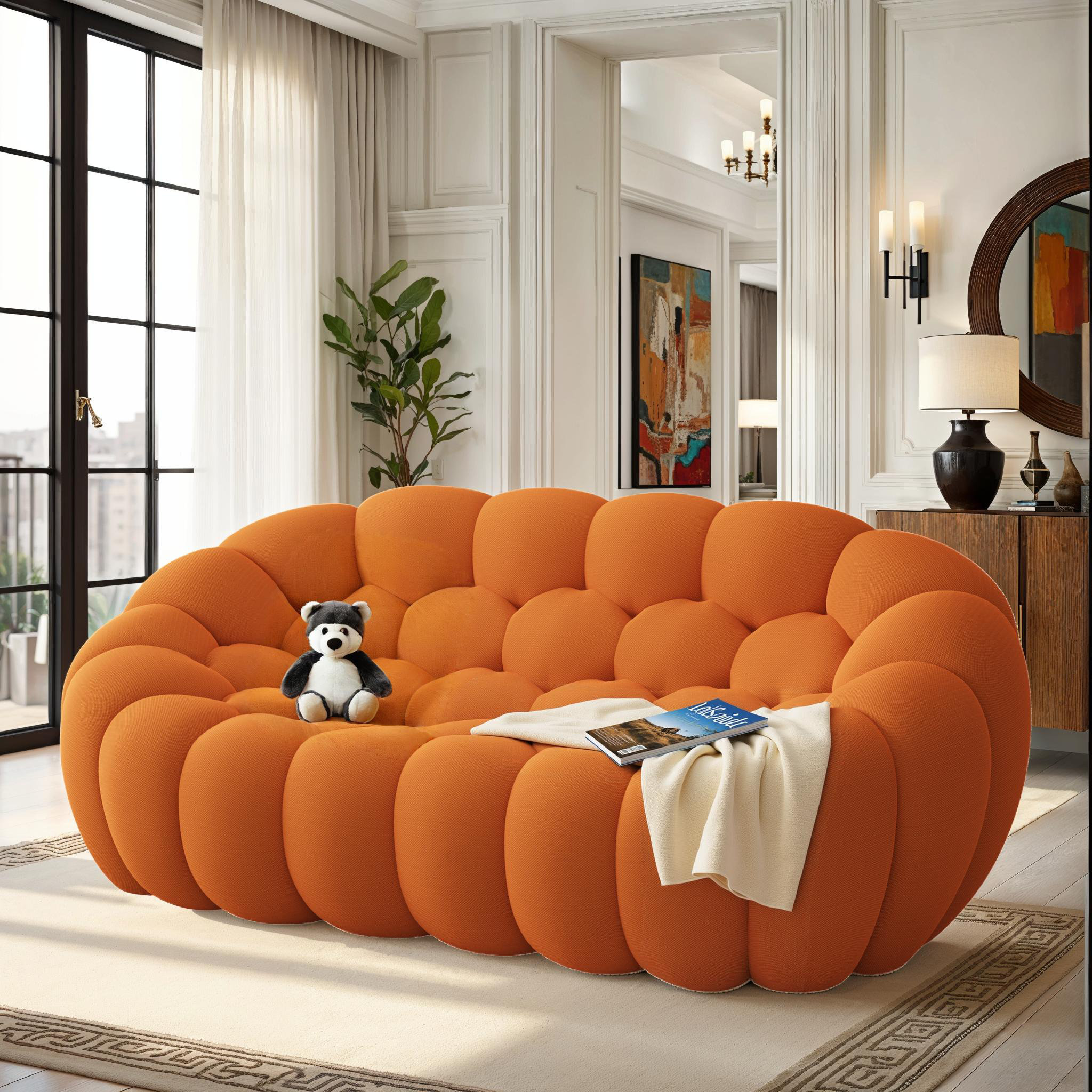 Orren Ellis Cloud Loveseat Couch Honeycomb Shaped 2-Seater Floor Sofa ...