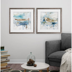 Breakwater Bay 'Malibu Marina' 2 Piece Framed Print Set & Reviews | Wayfair