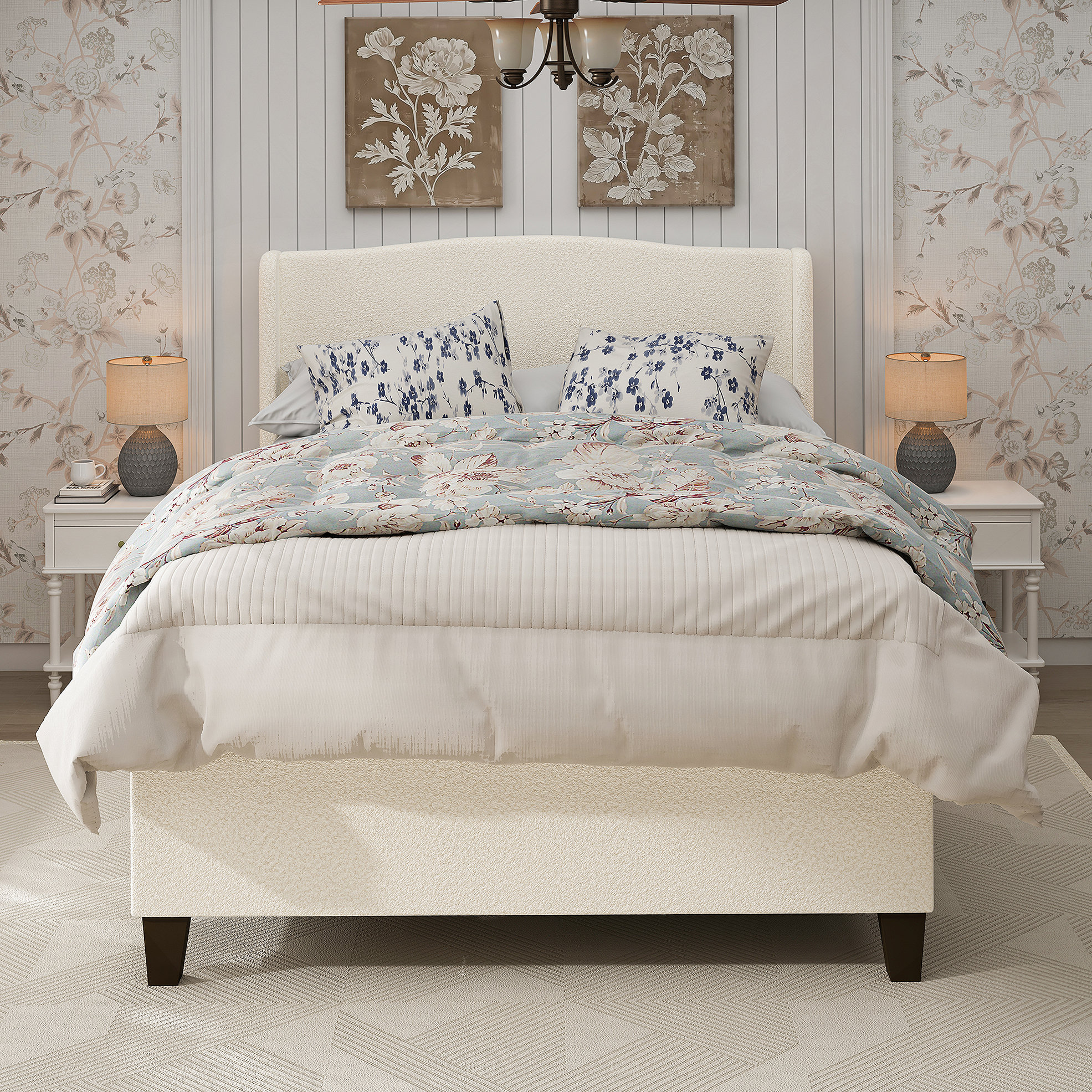 Latitude Run® Upholstered Bed Frame with Padded Headboard and Footboard ...