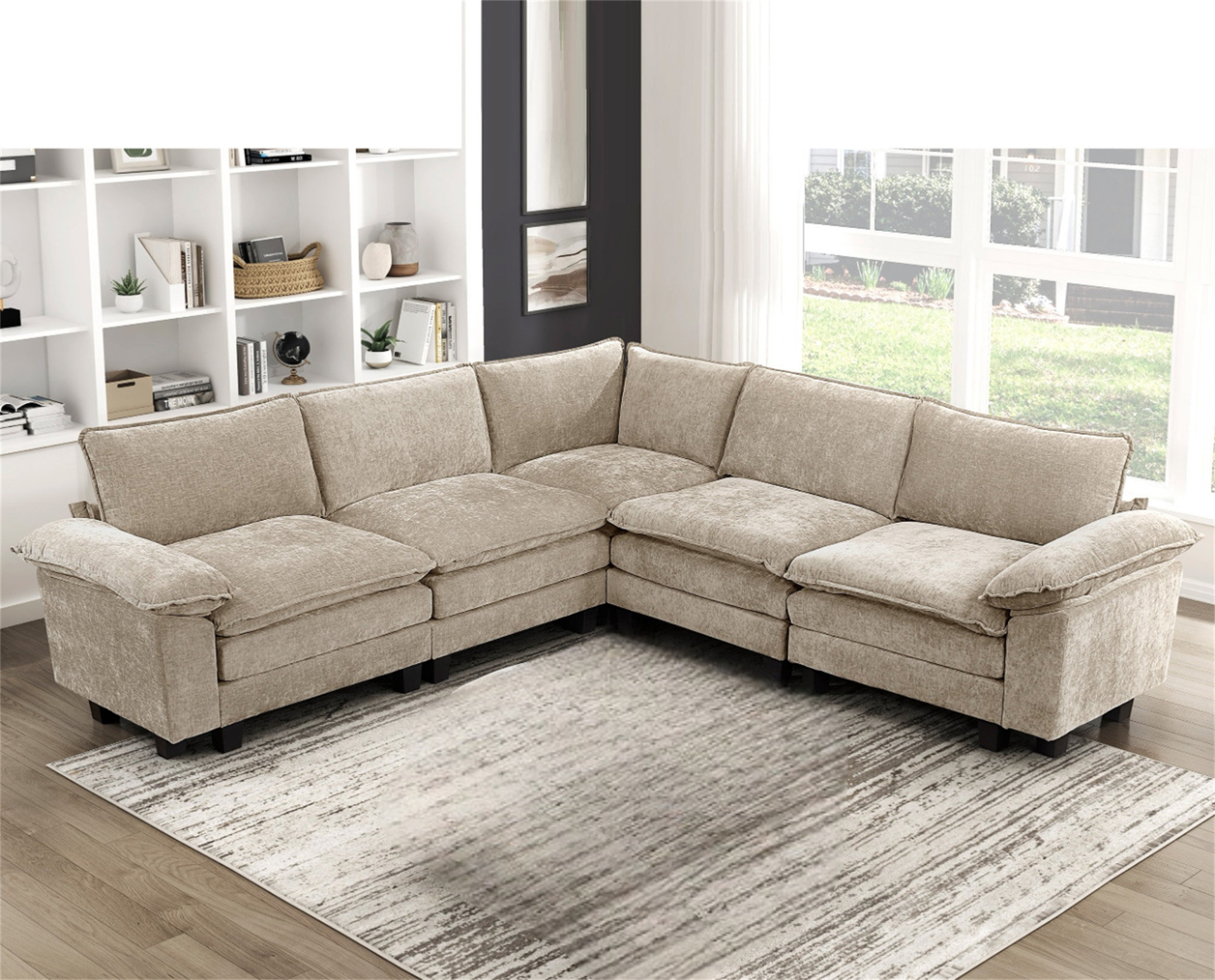 Latitude Run® Modern Contemporary 5-Piece Modular Sectional Sofa Set ...