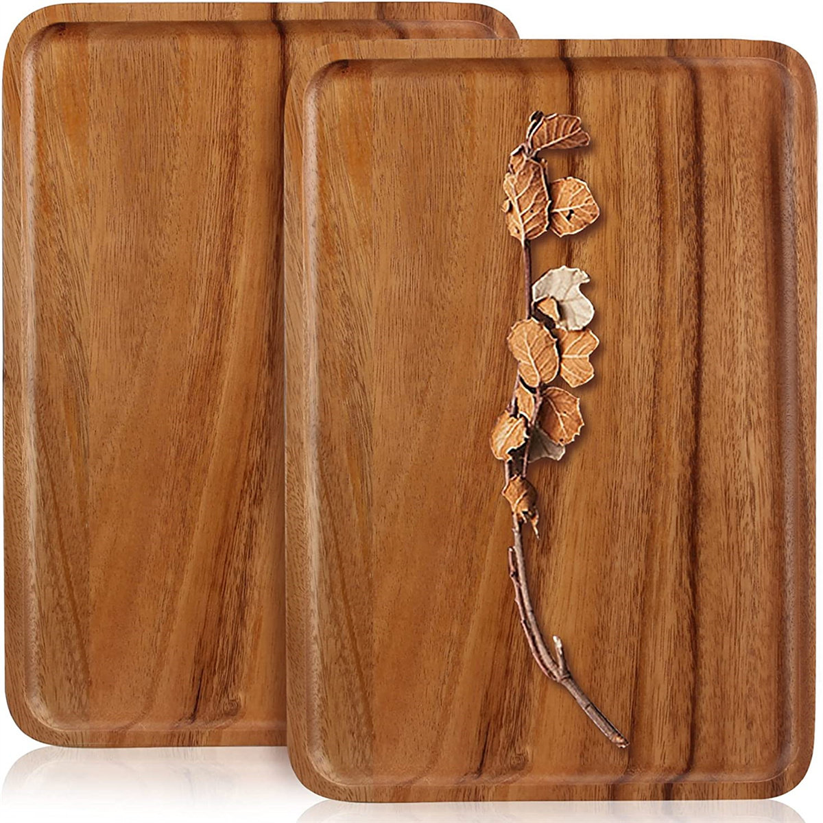 Millwood Pines 2 Pcs Wooden Rectangle Serving Trays For Bar Party Food ...