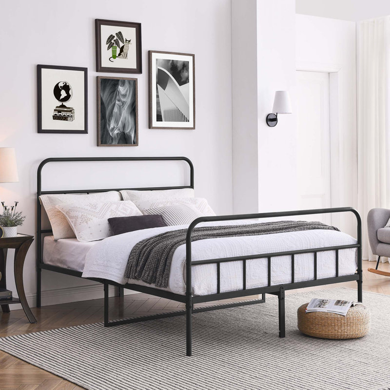 Winston Porter Wrought Iron Bed Frame, Metal Bed Frame, Iron Platform ...