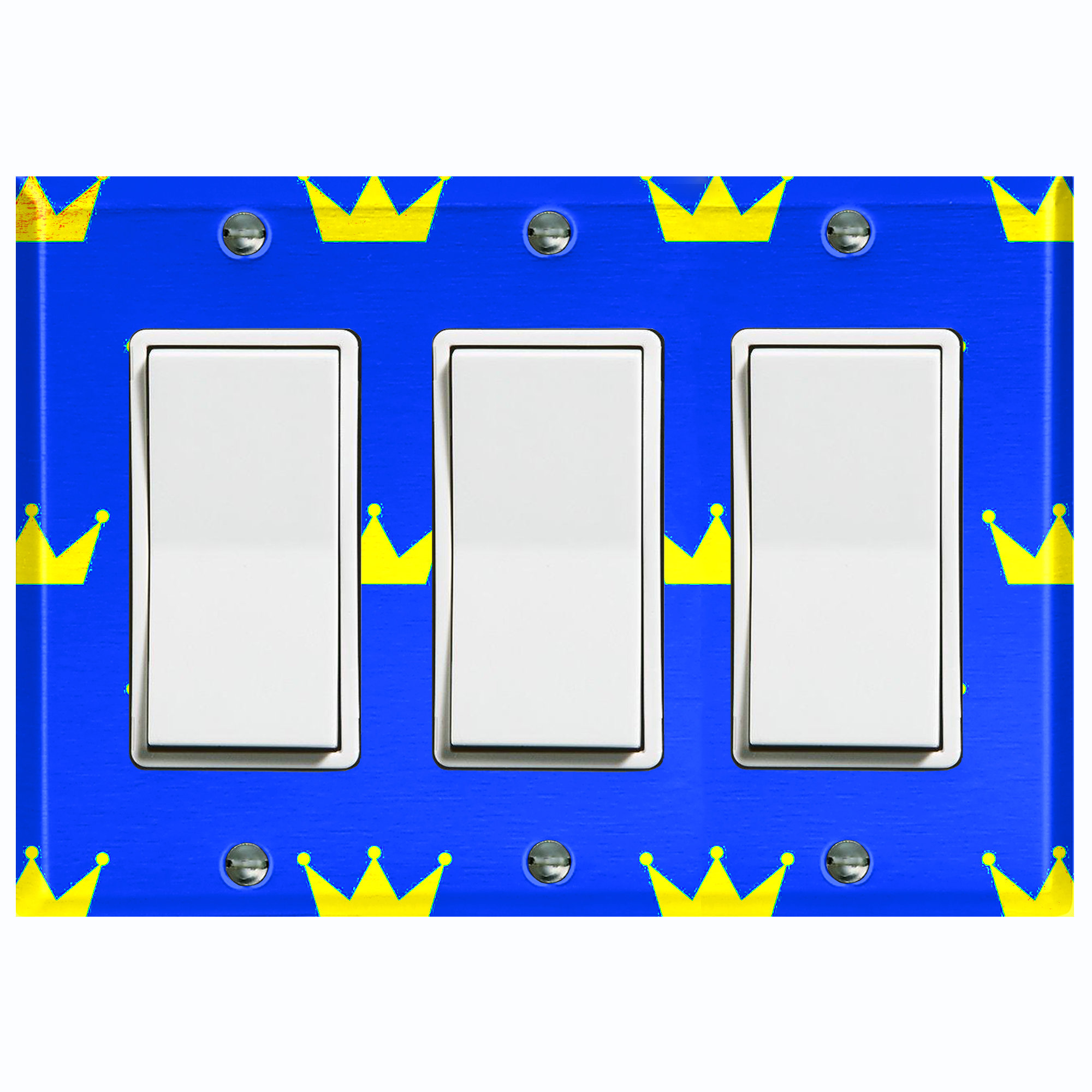 WorldAcc Metal Light Switch Plate Outlet Cover (Yellow Crown Royal Blue ...
