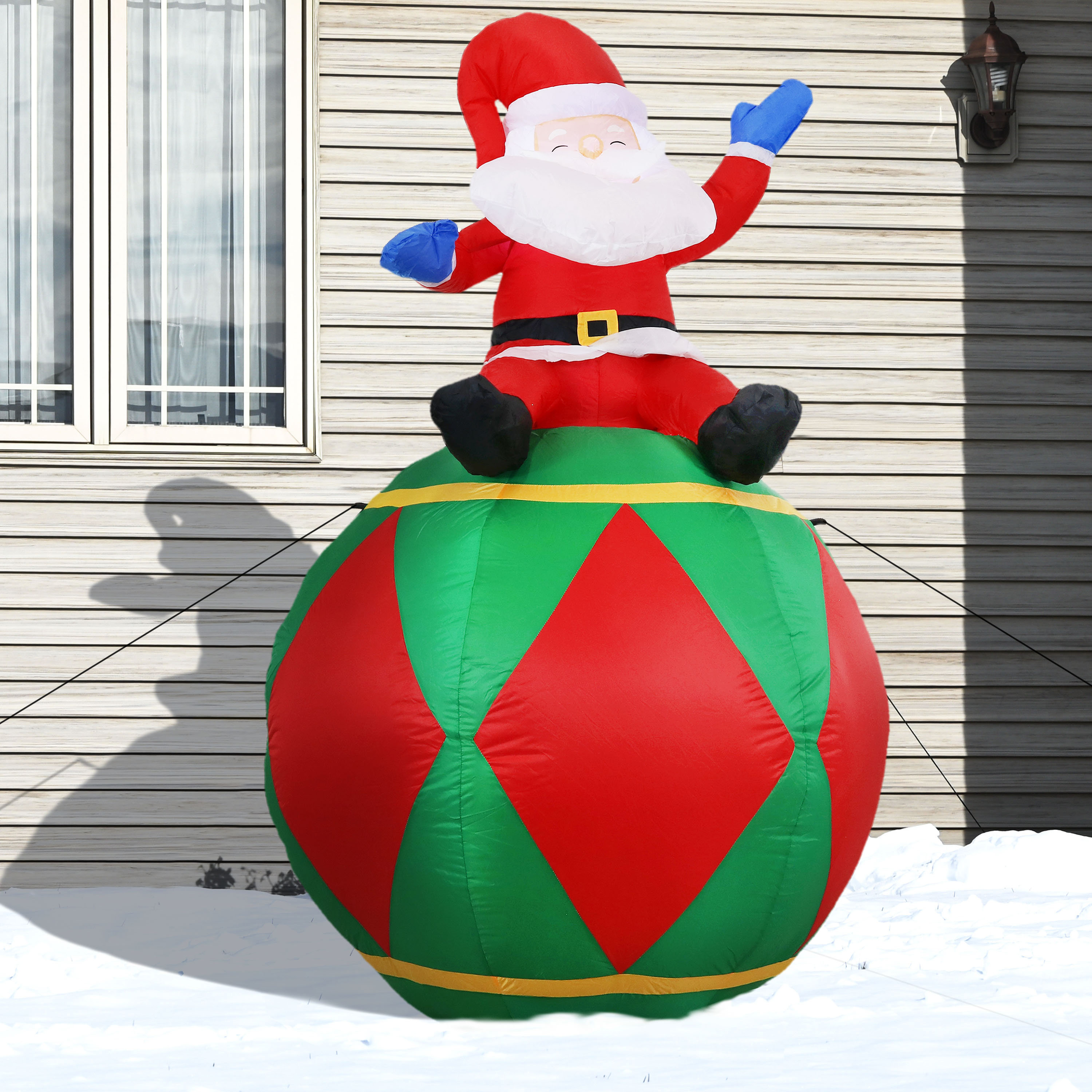 The Holiday Aisle® Santa Sitting On Ball Inflatable & Reviews | Wayfair