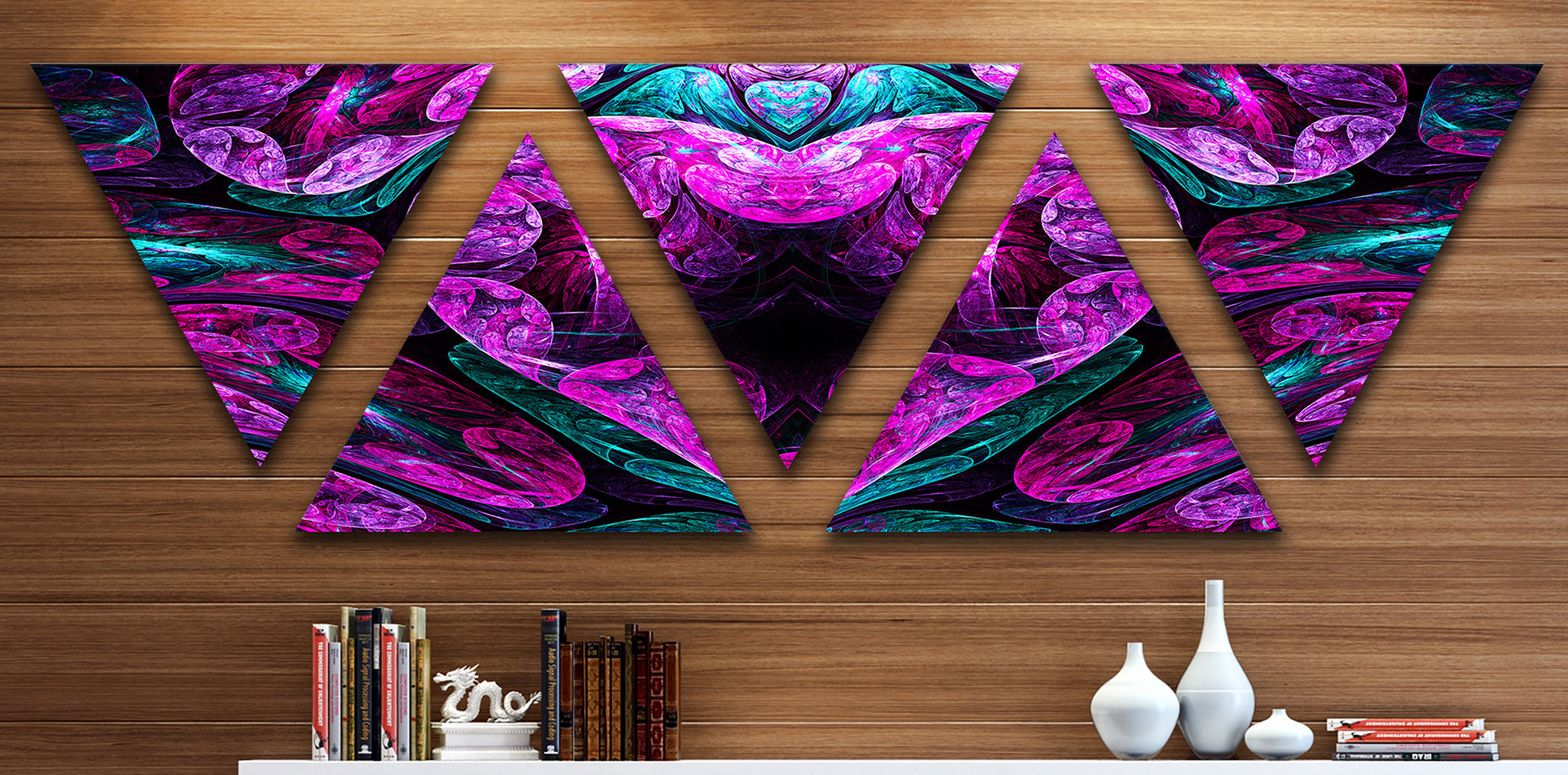 East Urban Home 'Purple Cold Mystical Heart' 5 Piece Graphic Art Print ...