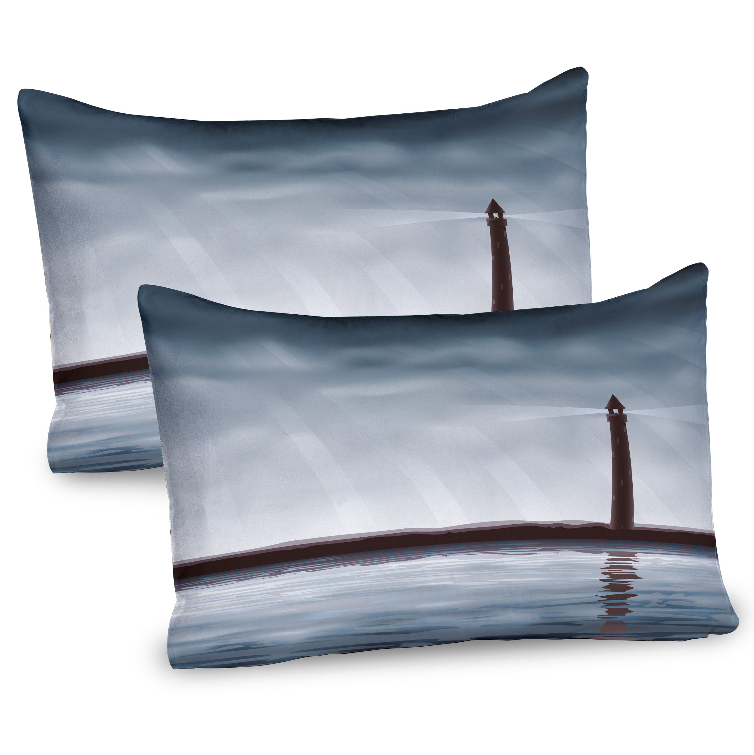 Ambesonne Lighthouse Pillow Sham 2 Pack Marine Life Theme Bluegrey ...
