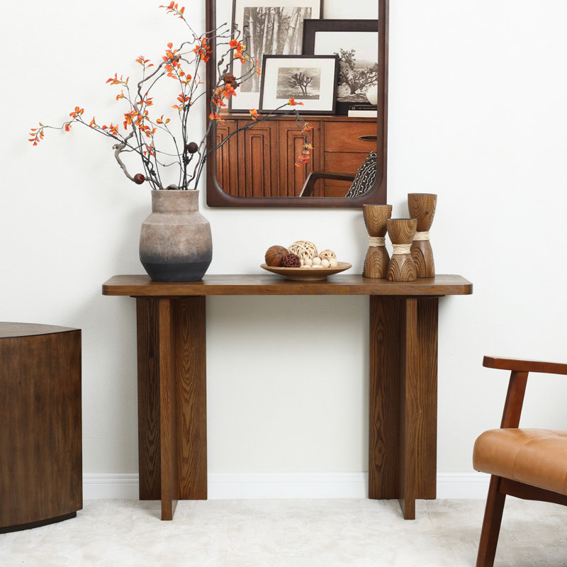 Millwood Pines 46-Inch Wide Wood Console Table in Walnut Finish | Wayfair