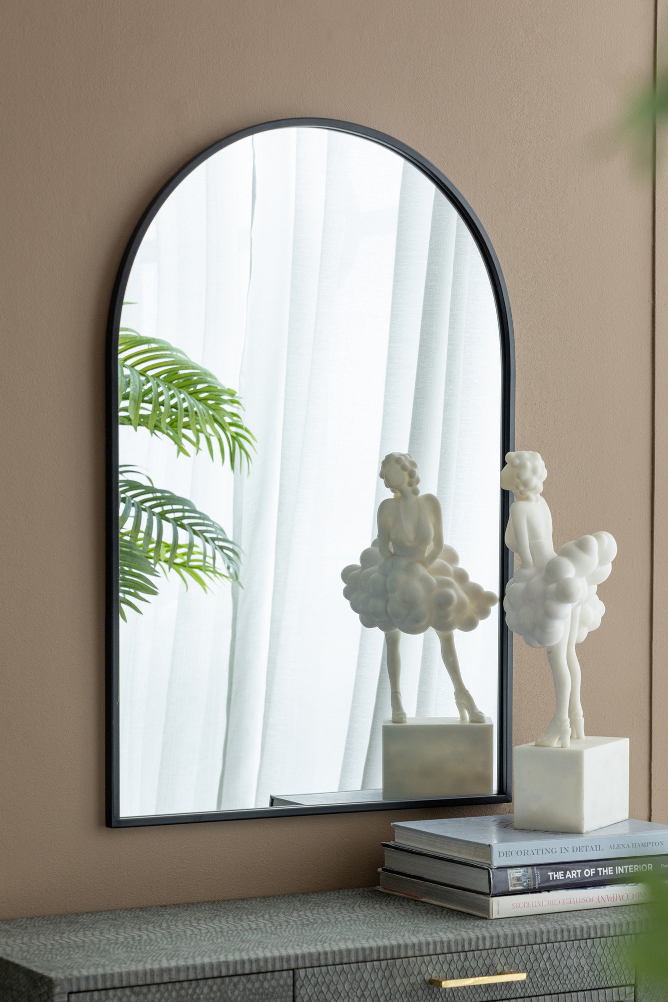 Ebern Designs Arched Mirror With Metal Frame, Wall Mirror | Wayfair