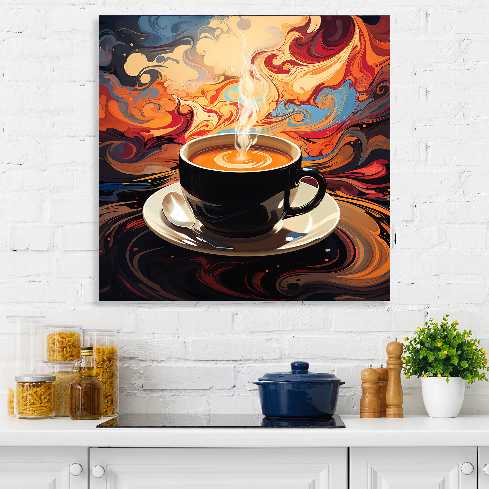 Winston Porter Yellow steaming cup of Coffee I - Coffee Canvas Print | Wayfair