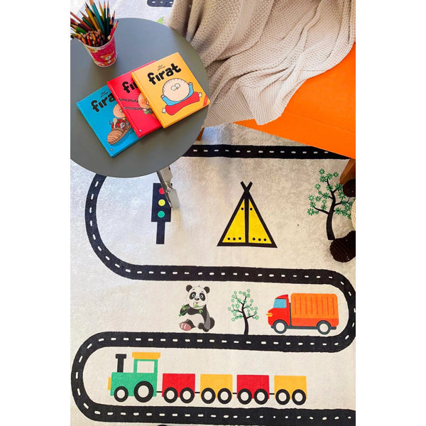 Zoomie Kids Jeanie Figural Machine Woven White Indoor / Outdoor Area ...