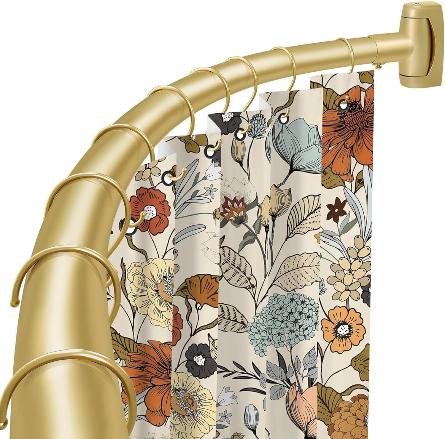 OLHAV Shower Curtain Rod 35-82In,Adjustable Arched Shower Curtain Rod ...