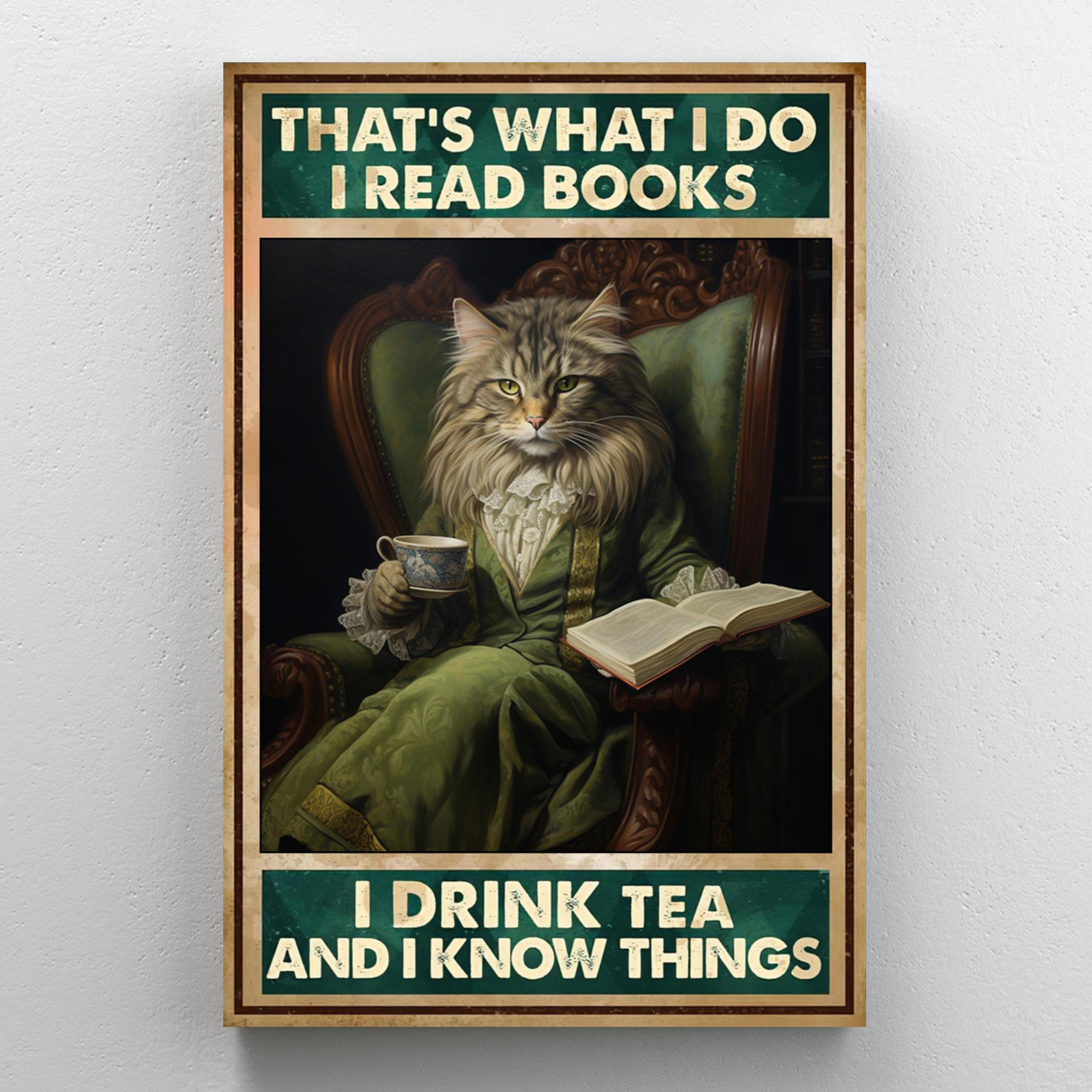 Trinx Laikynn Cat I Read Books I Drink Tea 1 On Canvas Graphic Art ...