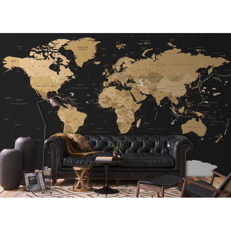 GK Wall Design Political World Map Maps 6.25' L x 112" W Paintable Wall ...