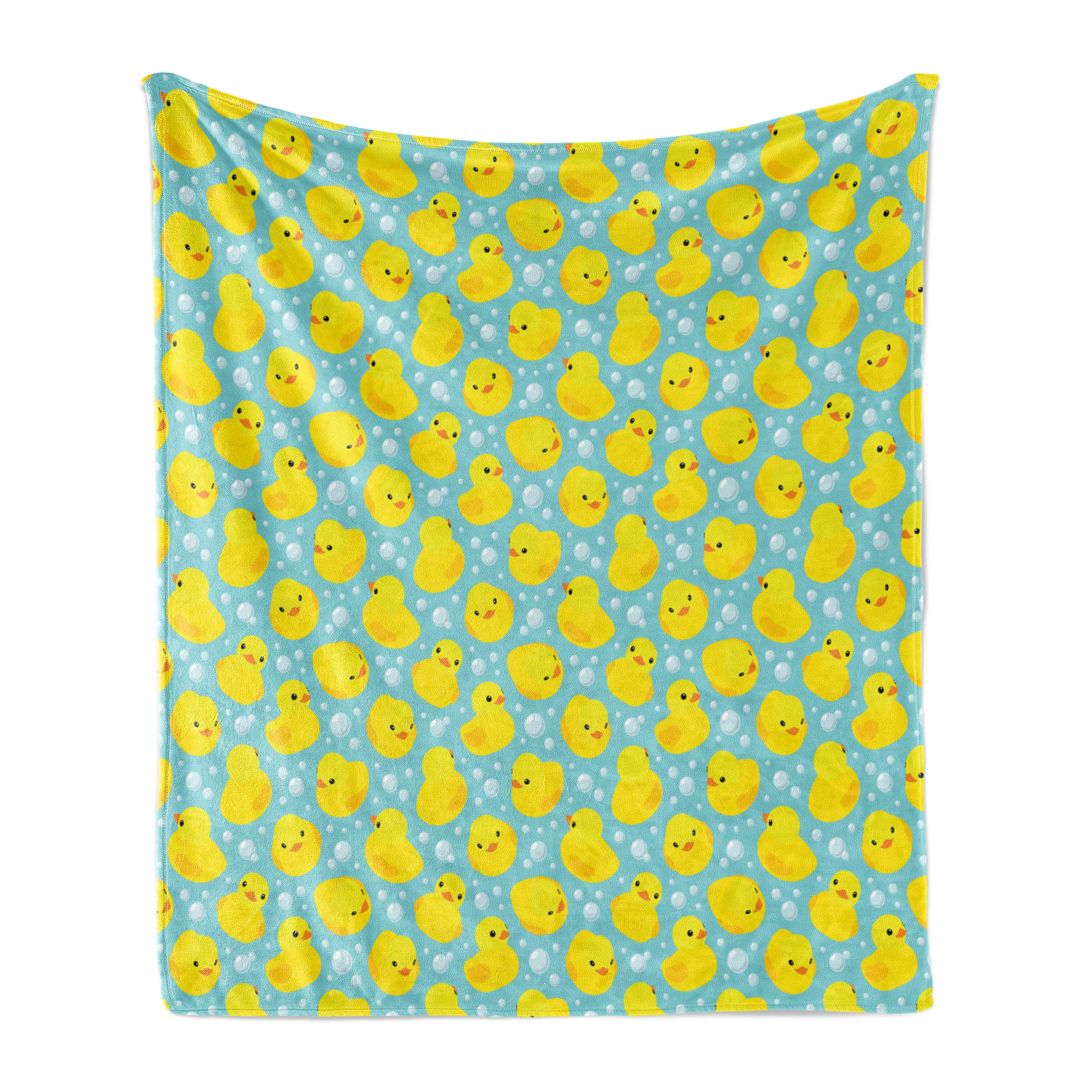 Ambesonne Rubber Duck Fleece Throw Blanket Bubbles Ducks | Wayfair