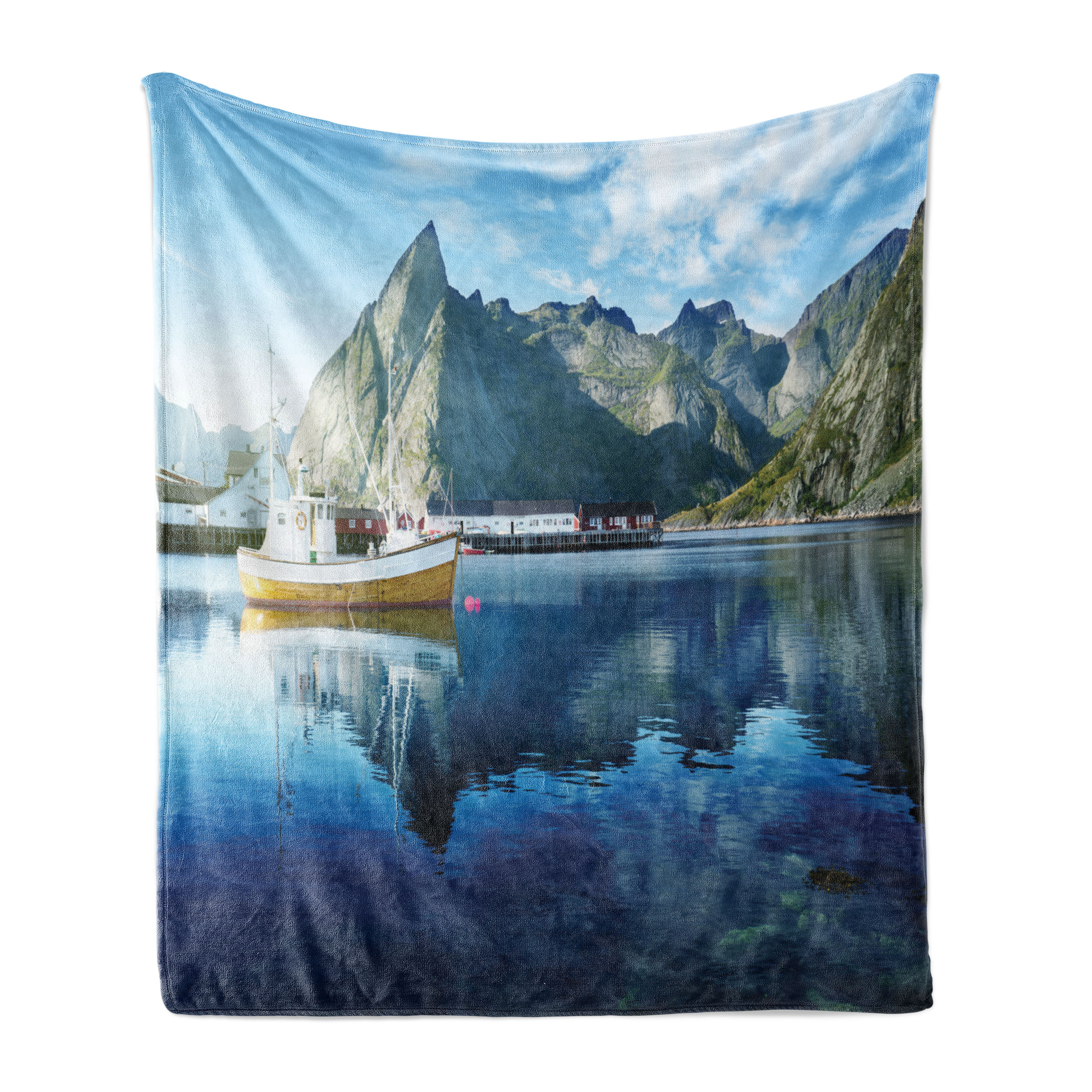 Ambesonne Scenery Fleece Throw Blanket Sunset Lake by Harbor Blue | Wayfair