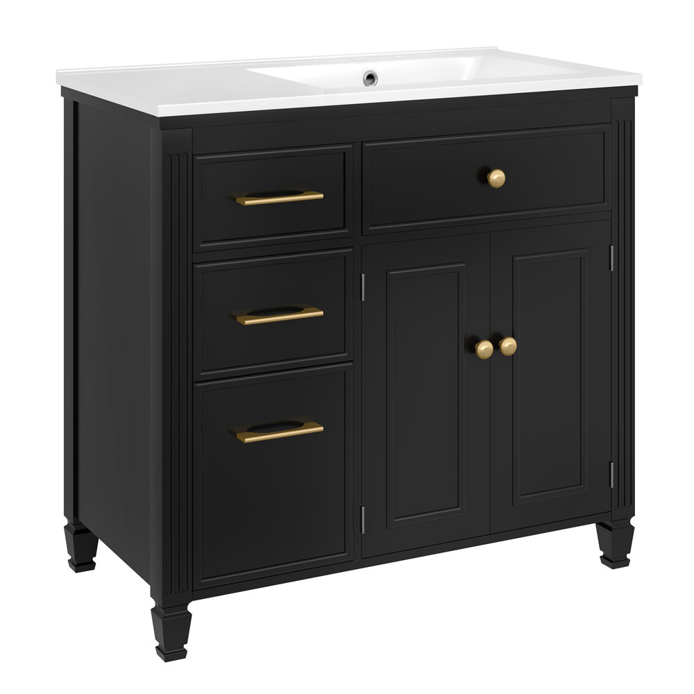 Charlton Home® 36" Bathroom Vanity with Ceramic Sink, One Tip-out ...