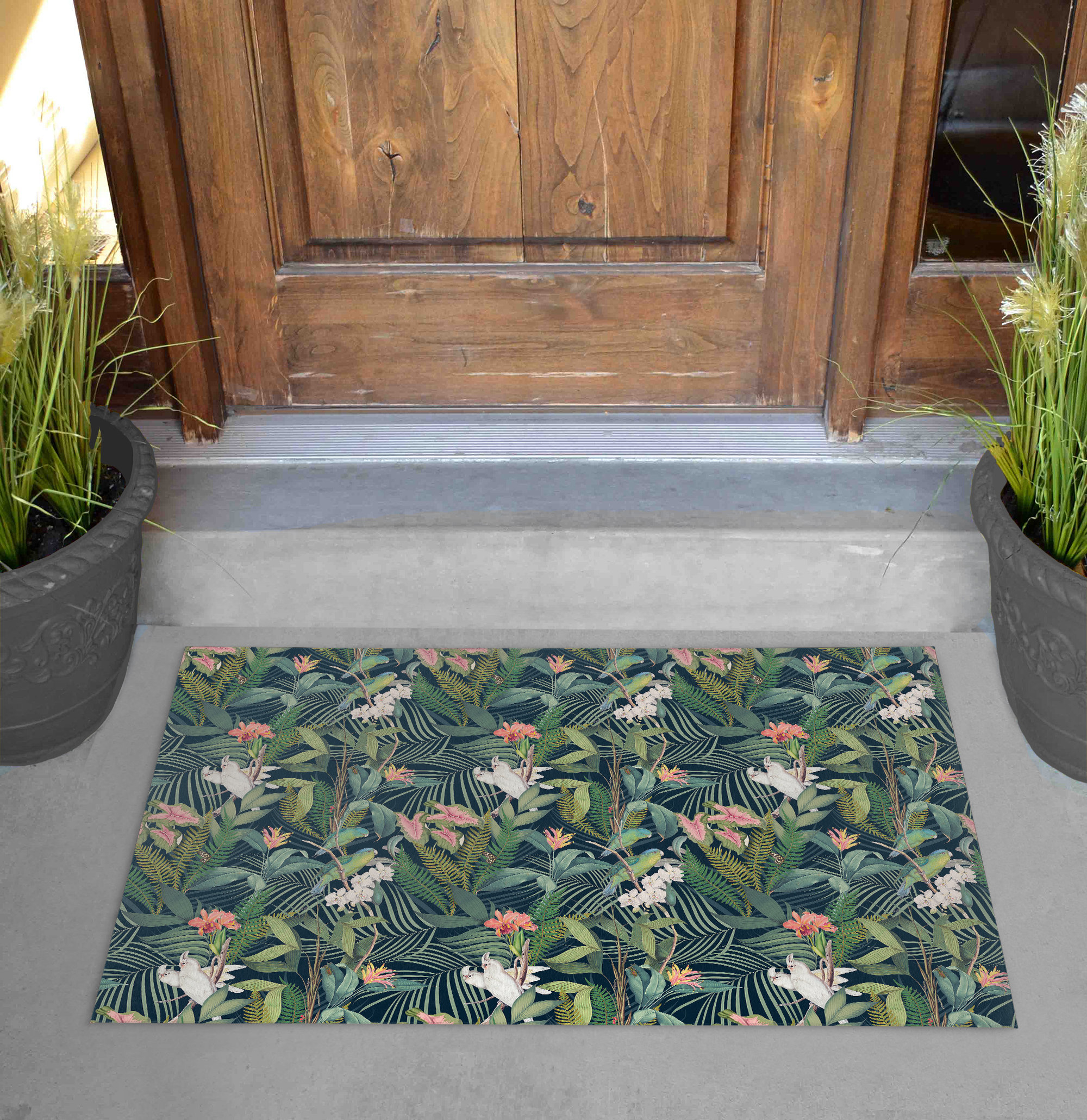 Arlmont & Co. TROPICAL JUNGLE NAVY Outdoor Mat By Marina Gutierrez ...
