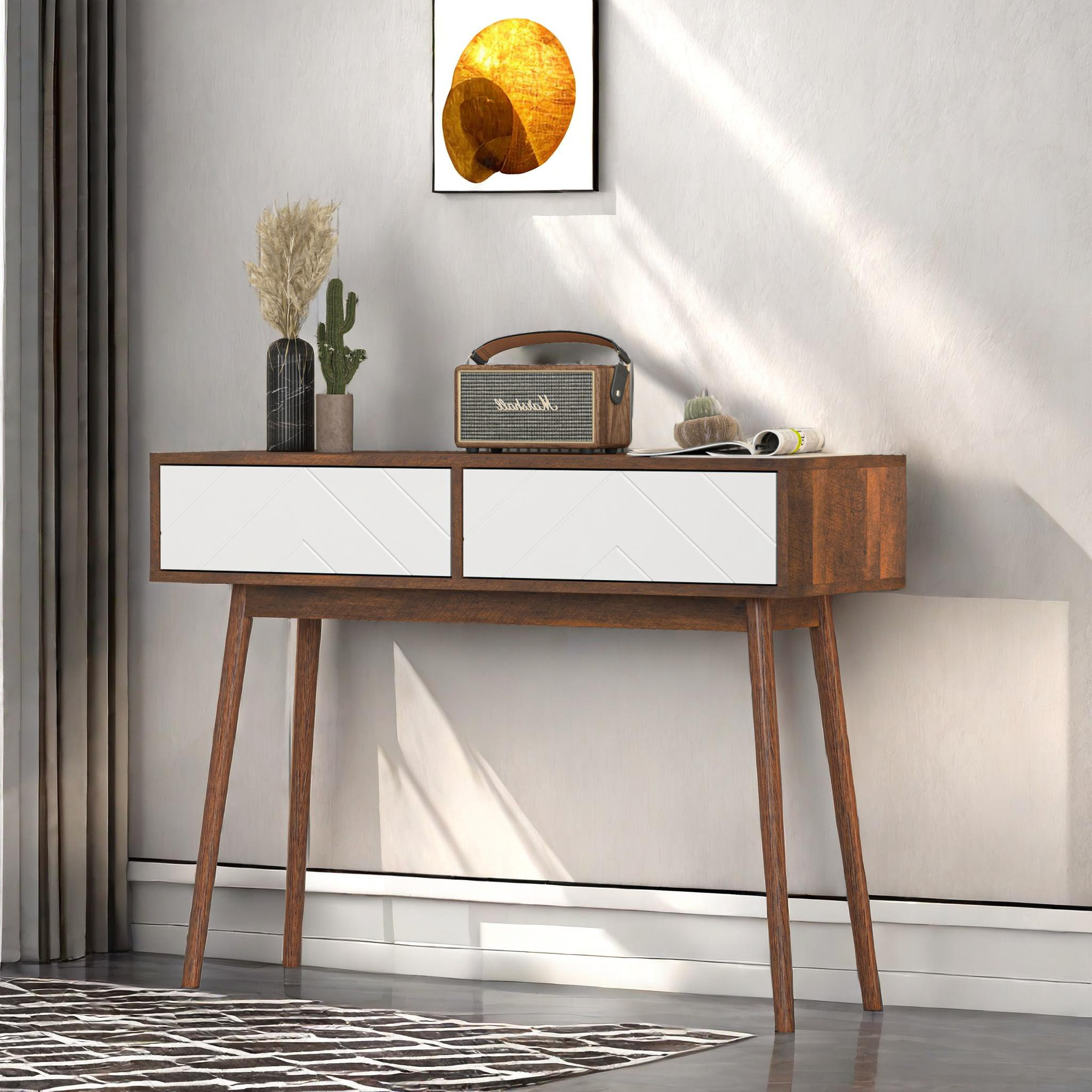 George Oliver Farmhouse Console Table With 2 Large Drawers, Modern ...