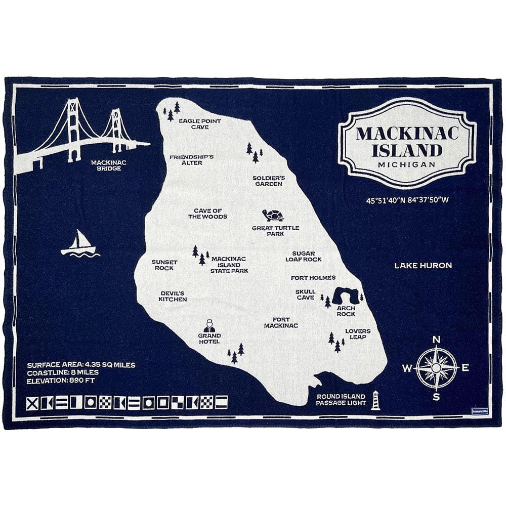 Faribault Mill Mackinac Island Map Wool Throw Blanket | Perigold