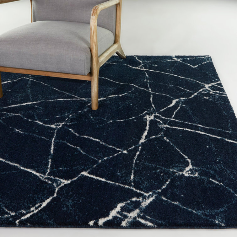 Wrought Studio Boehler Navy Modern Abstract Area Rug | Wayfair