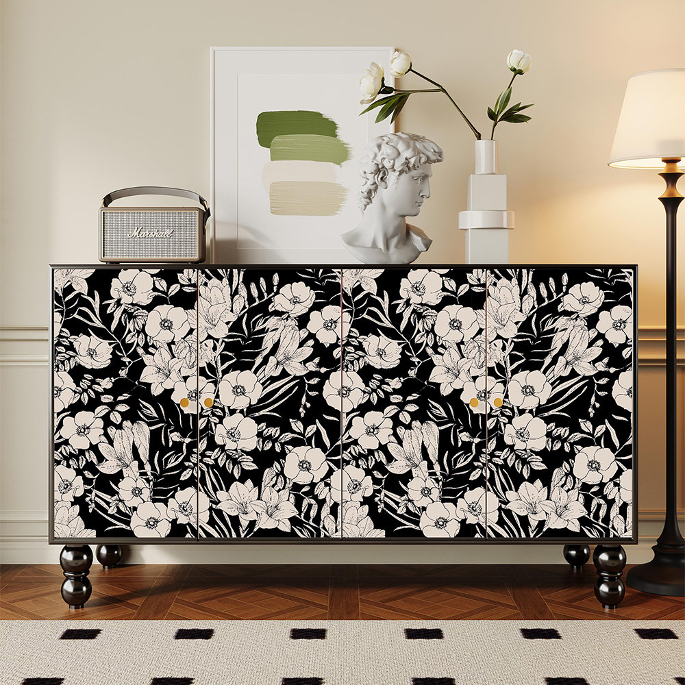East Urban Home Charlesville 59.06" Wide Pine Solid Wood Sideboard ...