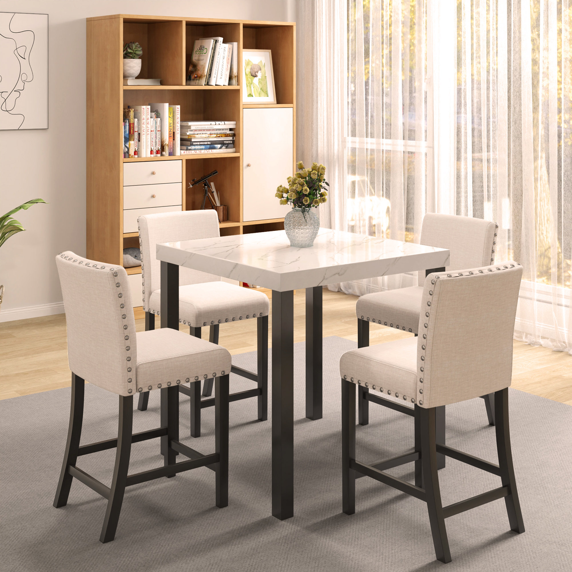 Lark Manor™ Five-piece dining set with imitation tabletop, restaurant ...