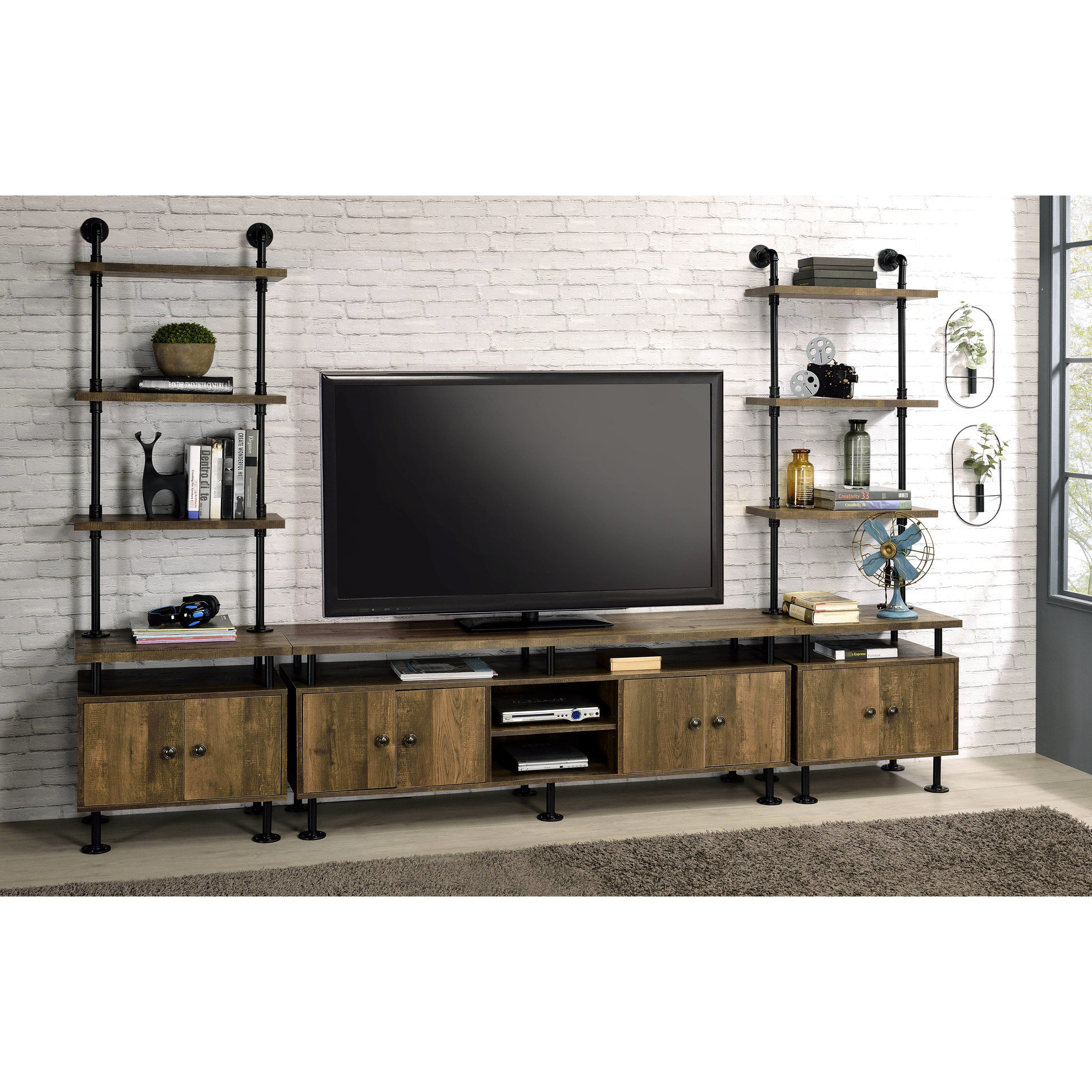 17 Stories 2-shelf Tv Stand In Rustic And Industrial Style For 60-inch ...