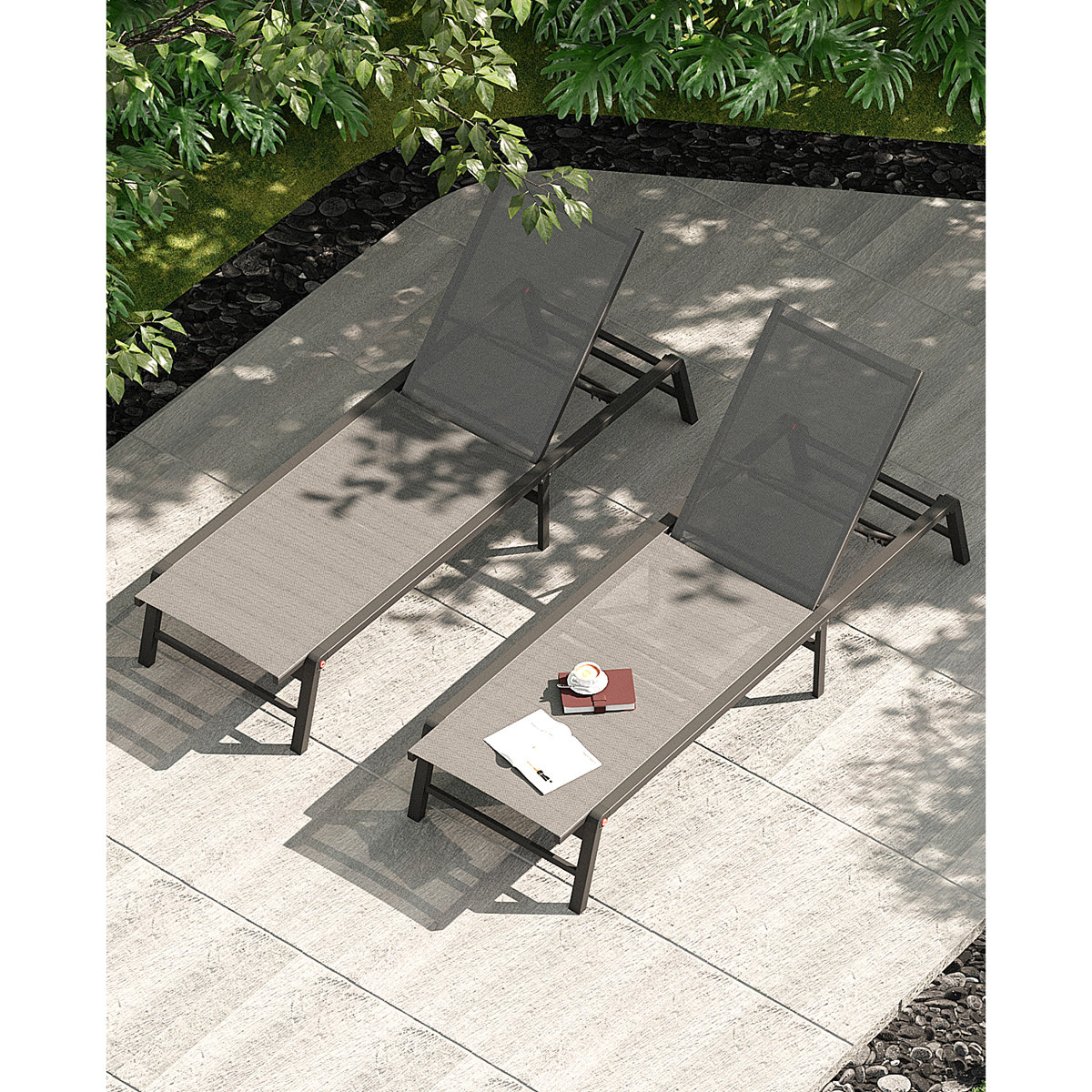 FHVIT Assemble-Free Chaise Lounge Outdoor, Aluminum Outdoor Chaise ...