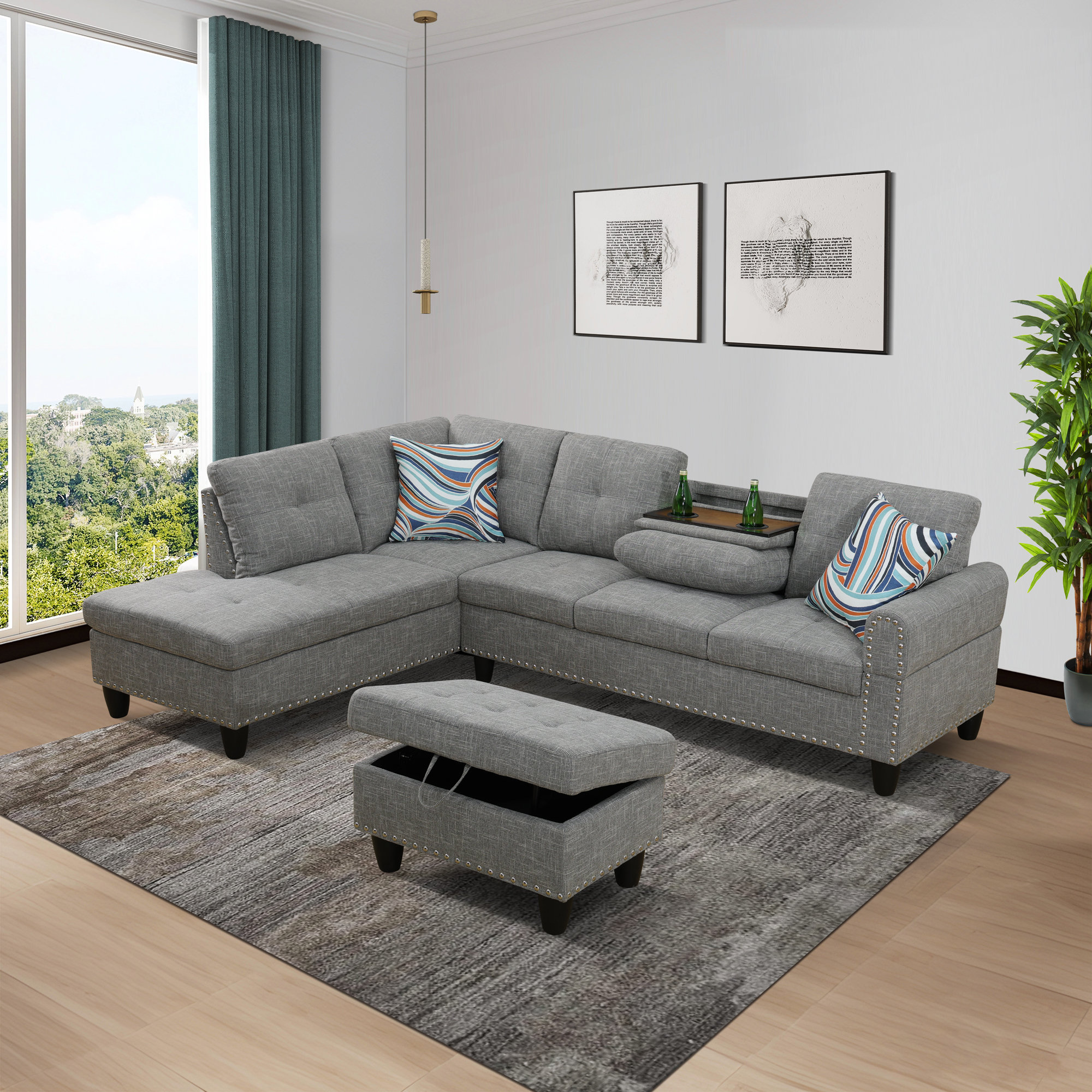 Winston Porter Harwant 3 Pieces 97" Wide Sectional Set,Sofa,Chaise ...