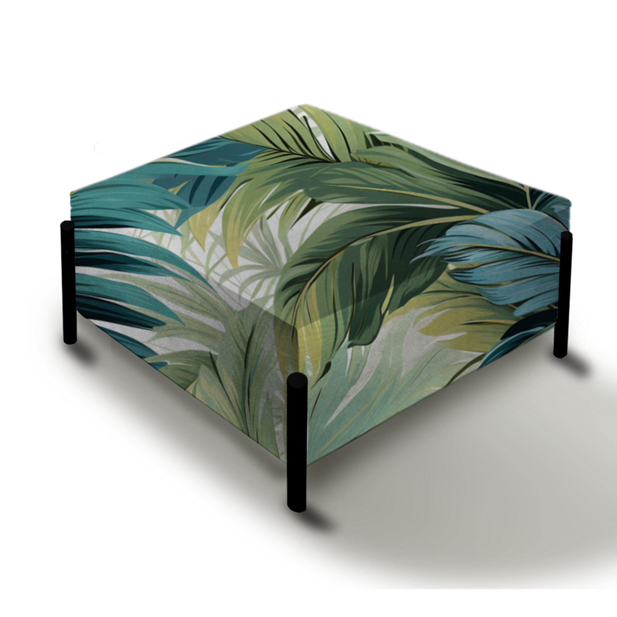 Design Art Palm Oasis Tropical Pattern - Tropical Large Square Ottoman ...