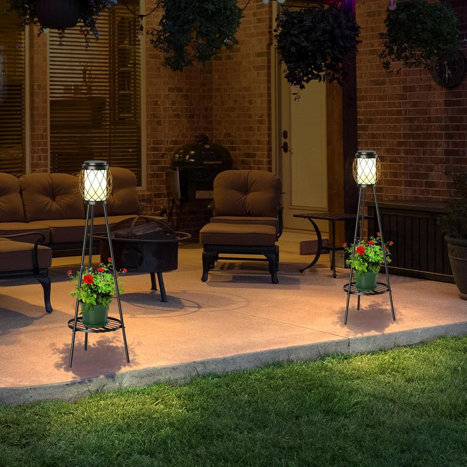 George Oliver Solar Lights Outdoor Street Lights With Plant Stands 2 ...
