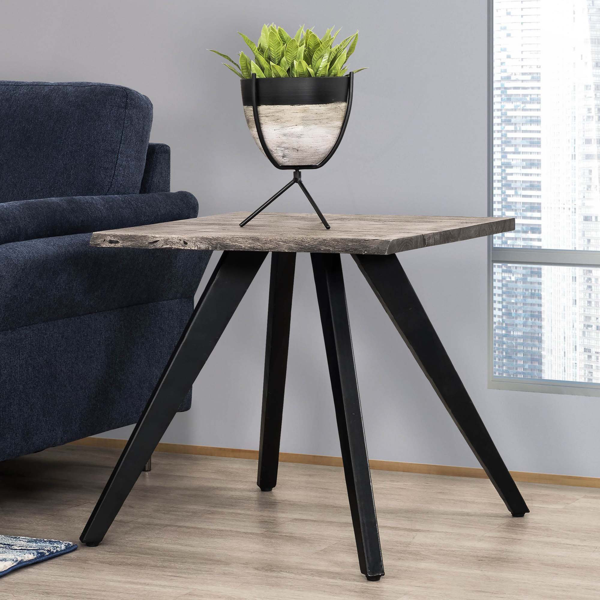 George Oliver Modern Square End Table,Wood And Metal Accent Side Table ...
