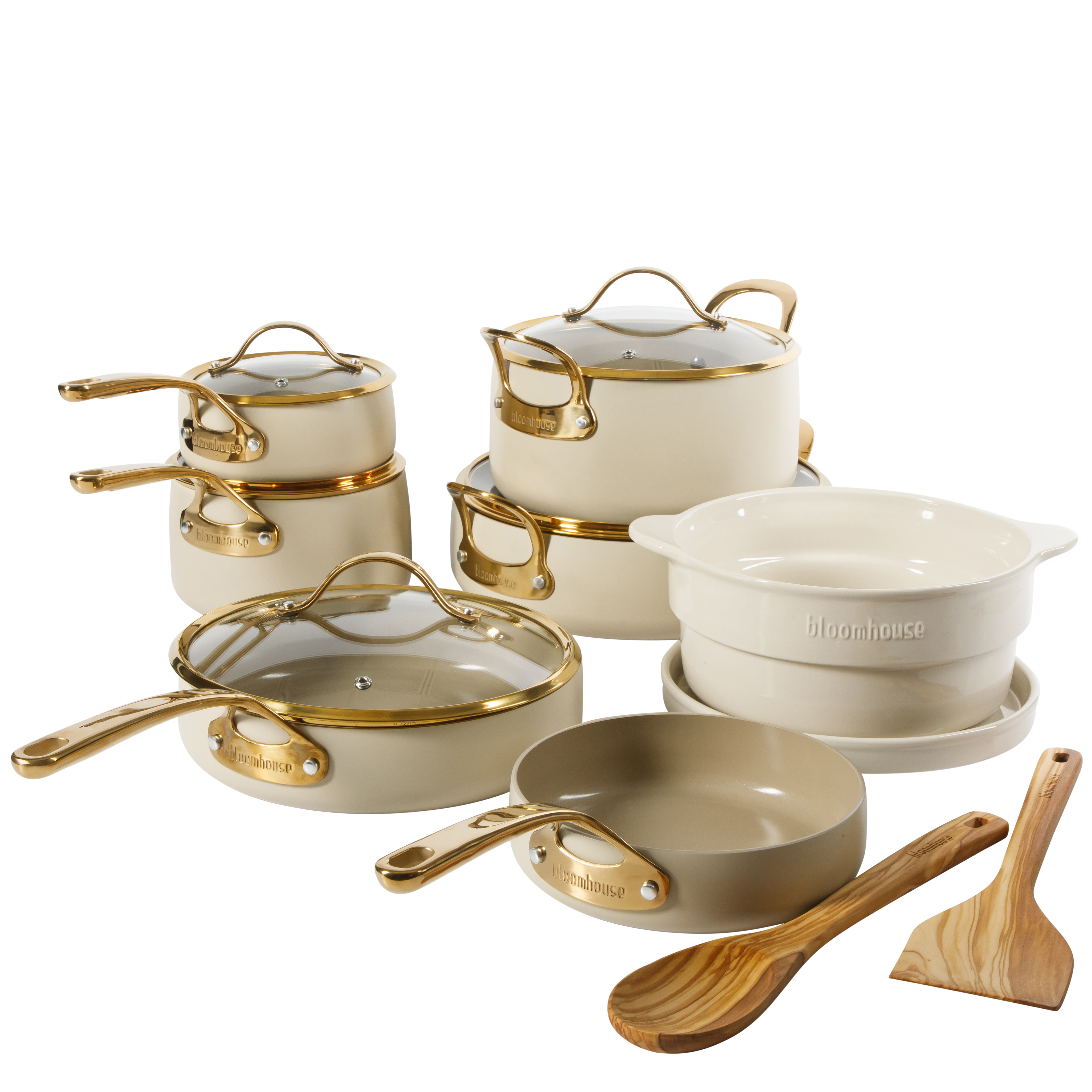 Bloomhouse 15 Piece Pots and Pans Heavy Duty Aluminum Premium PFA Free ...