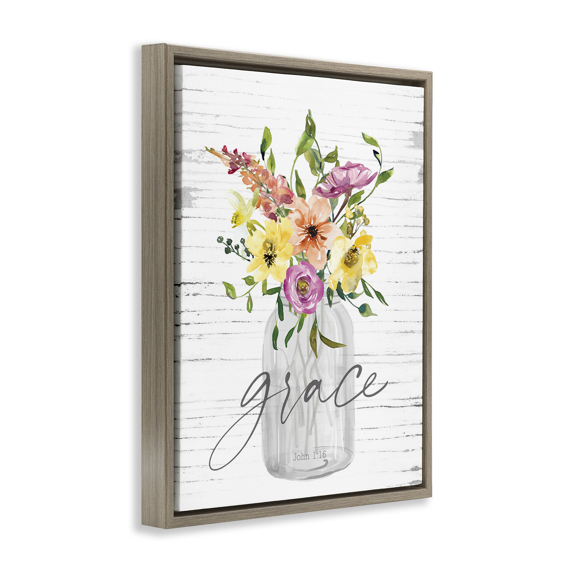 Lark Manor Spiritual Grace Bouquet Brown Framed Floater Canvas Wall Art ...